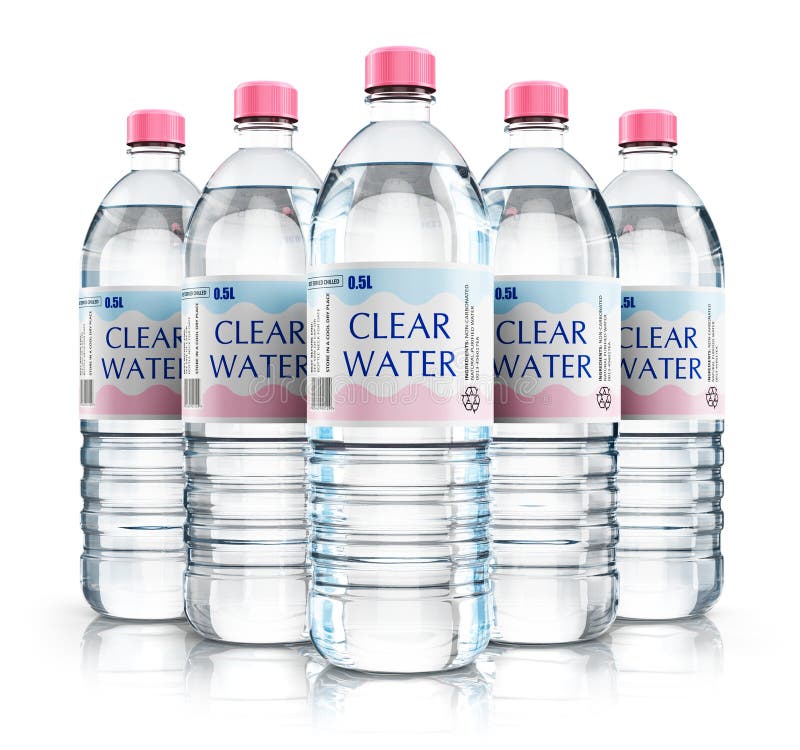 Reeks grote flessen water stock illustratie. Illustration of ...