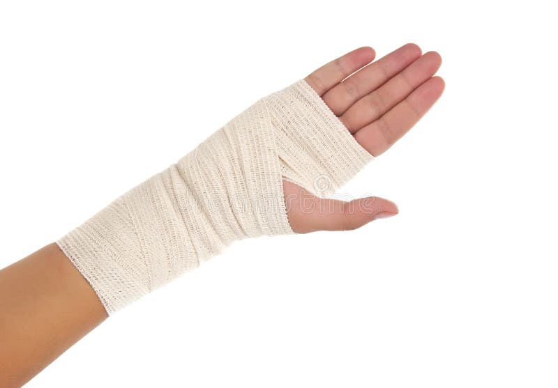 Hand Met Elastisch Verband Wordt Gebonden Dat Stock Foto - Afbeelding ...