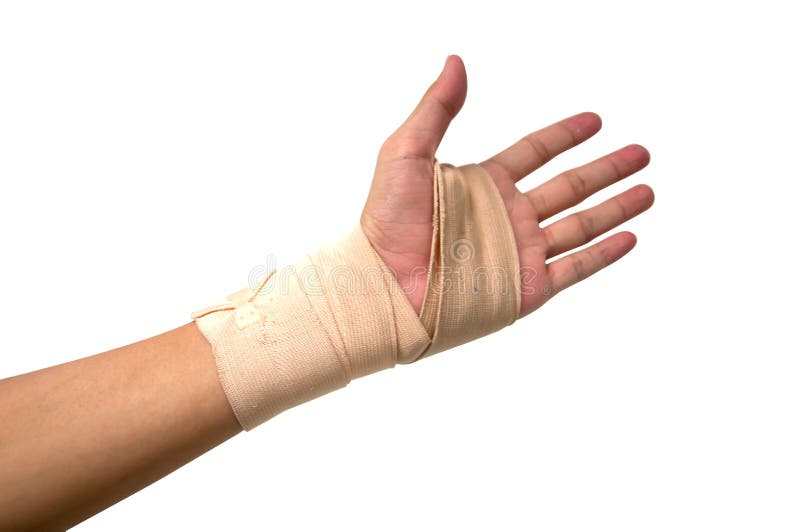 Hand Met Elastisch Verband Wordt Gebonden Dat Stock Foto - Afbeelding ...