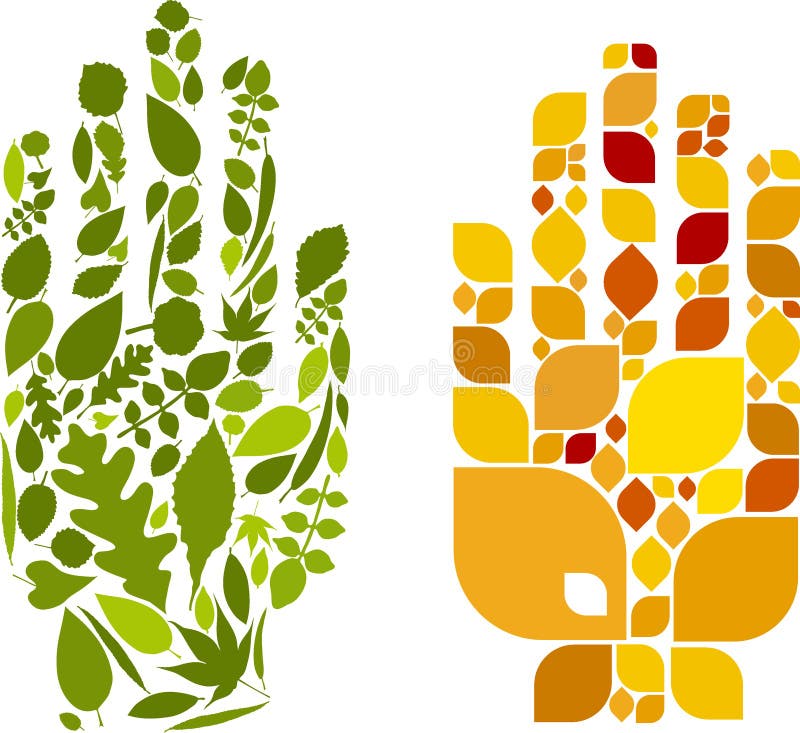 De hand van het blad vector illustratie. Illustration of blad - 7058132