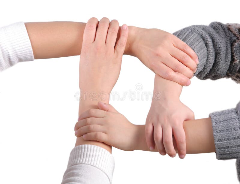 De Handen Van De Volwassene En Van Het Kind Houden Samen Stock ...