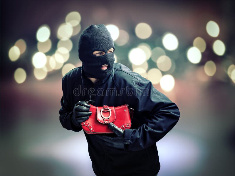 De Handtas Van De Dief Stealing Vrouw Stock Afbeelding - Image of ...