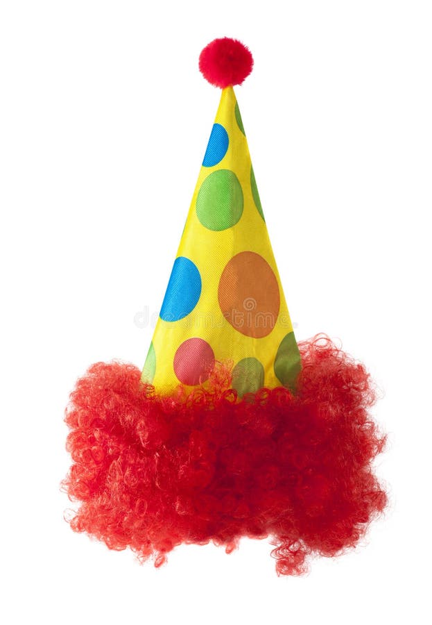 Clowns hoed met rood haar stock foto. Image of decoratie - 29460908