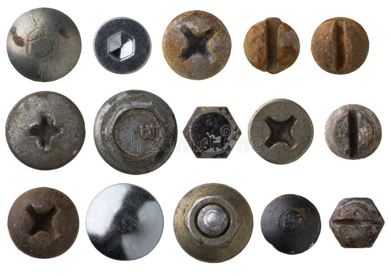 De Hoofden Van De Schroef, Bouten, Staalnoten, Oude Metaalspijker ...