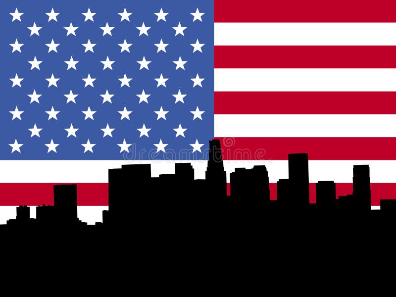 De V.S. Met De Vlag Van Los Angeles Vector Illustratie - Illustration ...