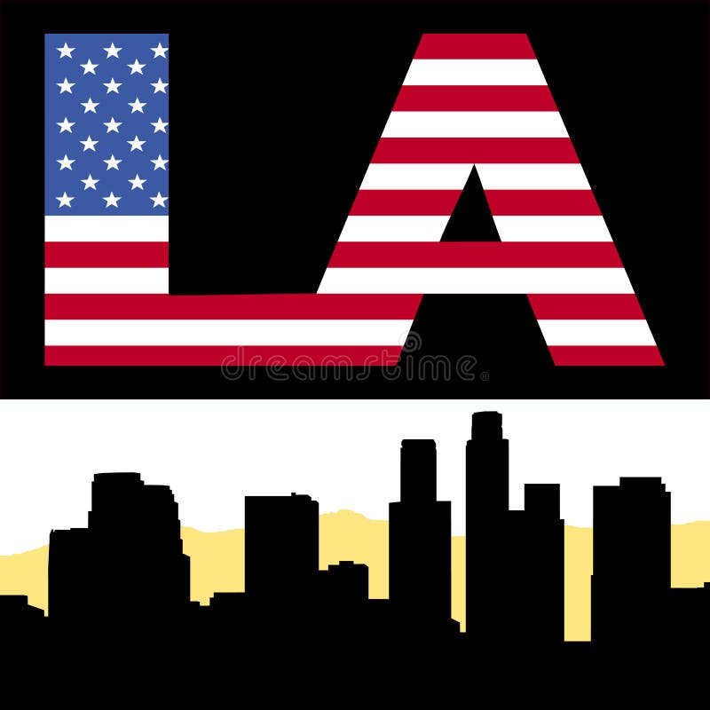 De V.S. Met De Vlag Van Los Angeles Vector Illustratie - Illustration ...
