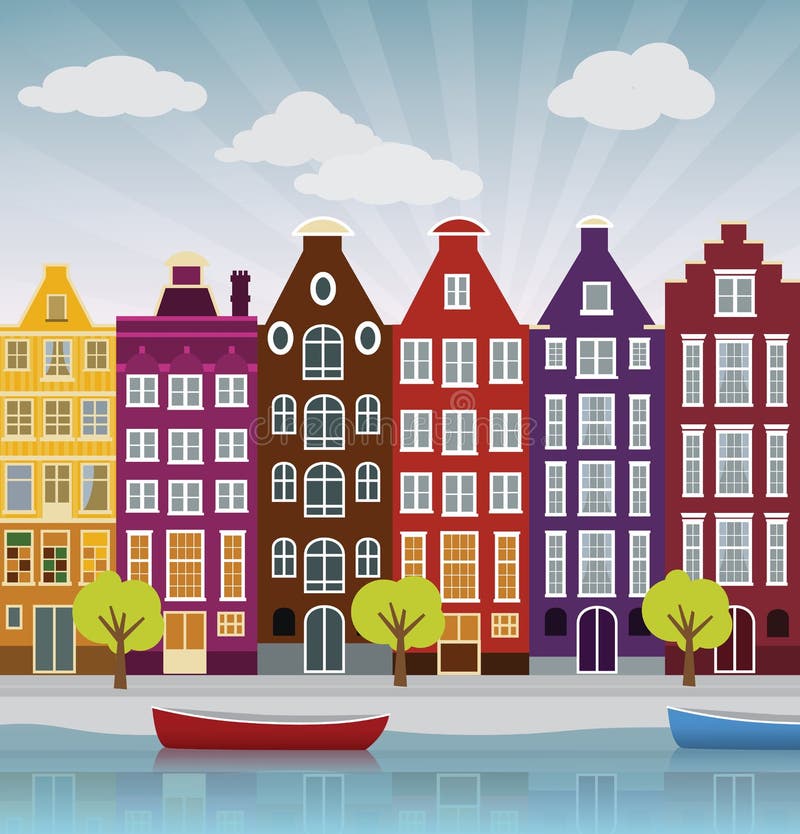 Stadsillustratie (Amsterdam) Vector Illustratie - Illustration of ...