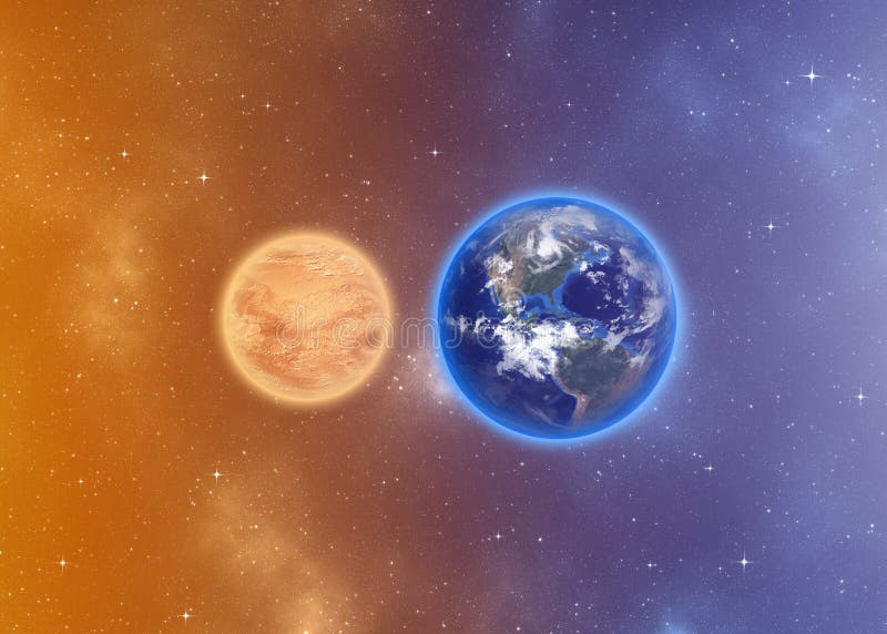 De Illustratie Van Mars En Van De Aarde Stock Illustratie ...