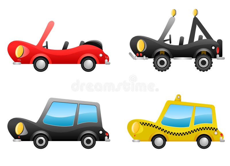 Set Van Verschillende Soorten Auto's En Vrachtwagens, Geïsoleerd Op ...