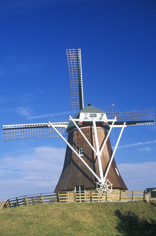De Immigrant Windmill on Mississippi River in Fulton, IL Stock Photo ...