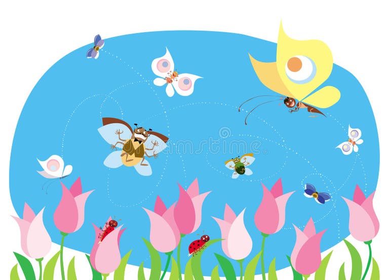De insecten van de lente vector illustratie. Illustration of ...