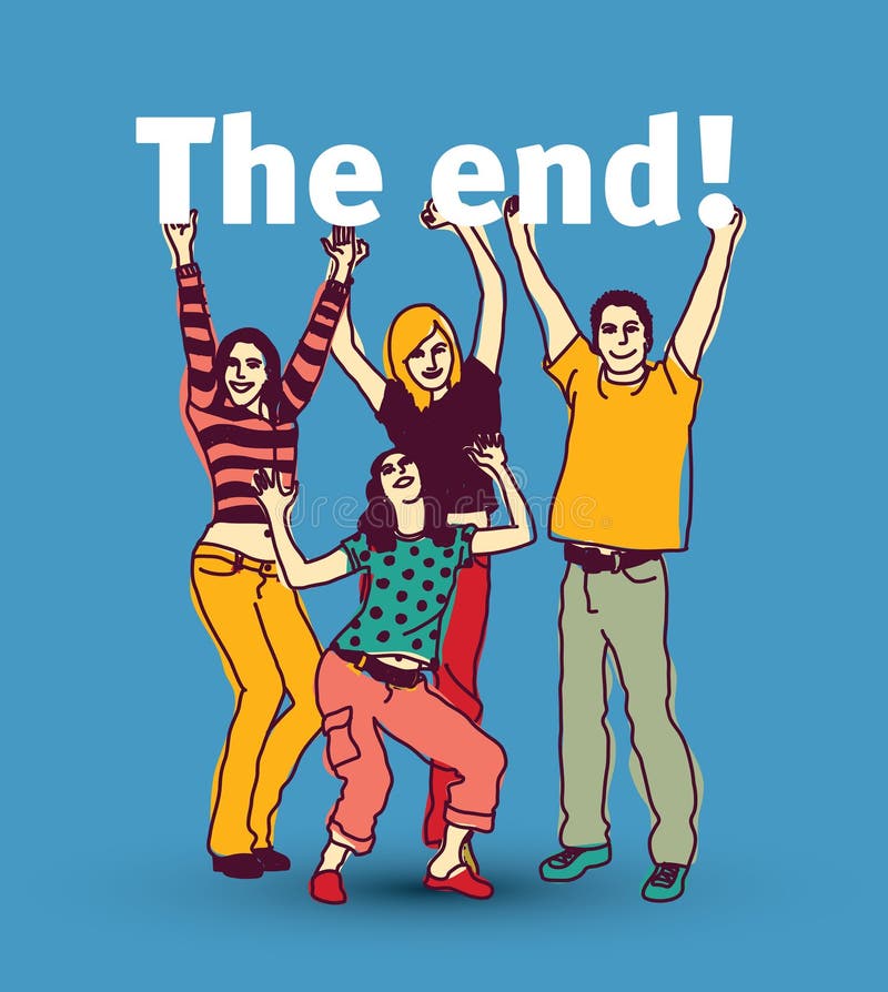 De Jonge Groepsmensen Isoleerden En Ondertekenen Het Eind Vector ...