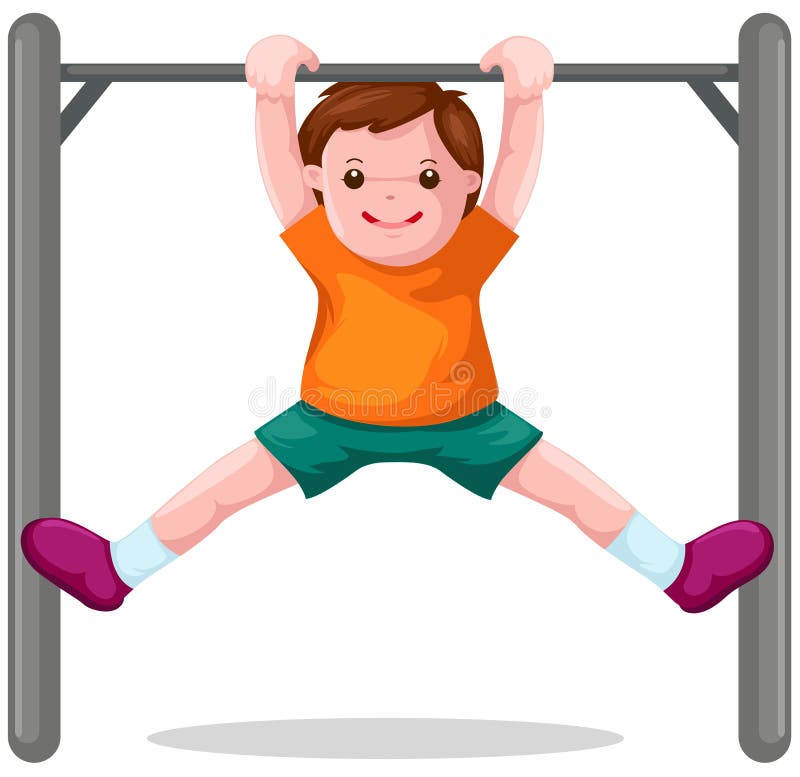 De Jongen Hangt Op Een Rekstok Vector Illustratie - Illustration of ...