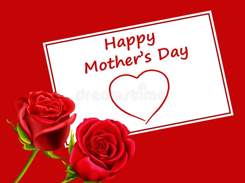 De Kaart Van De Moederdag Met Rozen En Hart Stock Afbeelding - Image of ...