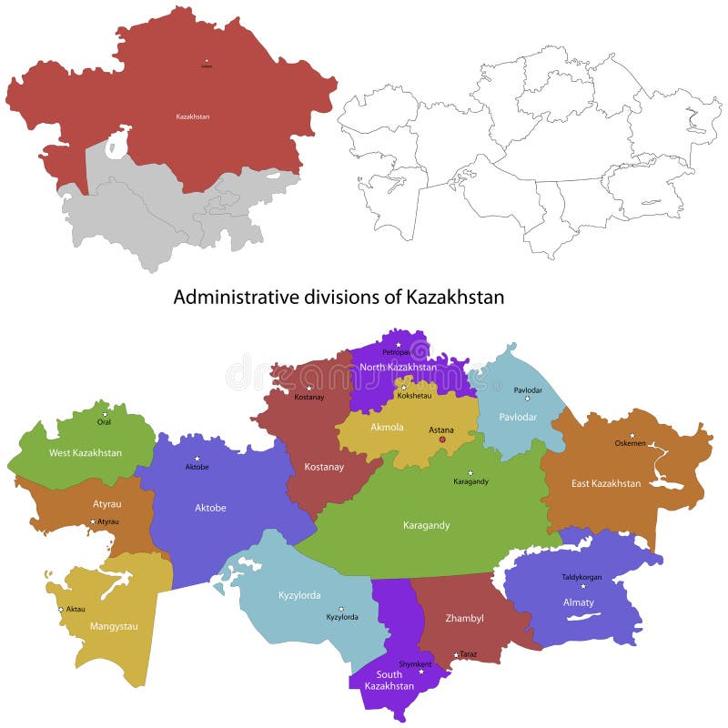 De kaart van Kazachstan vector illustratie. Illustration of kleur ...