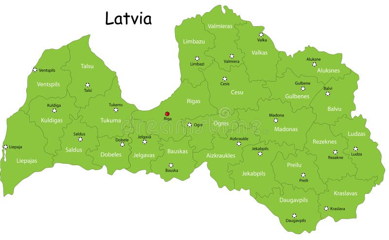 De kaart van Letland vector illustratie. Illustration of provincie ...