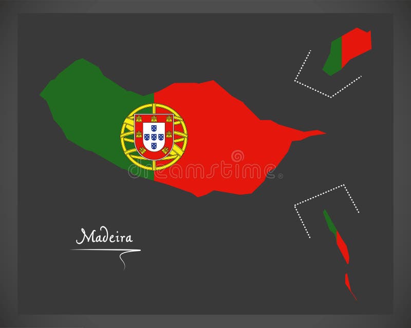 De Kaart Van Madera Portugal Met Portugese Nationale Vlag Stock ... De Kaart Van Madera Portugal Met Portugese Nationale Vlag Stock ...