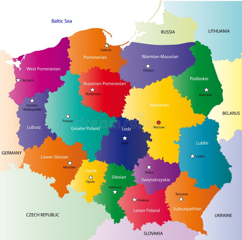 De kaart van Polen vector illustratie. Illustration of afbeelding - 6304563