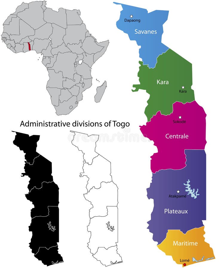 De kaart van Togo vector illustratie. Illustration of gedetailleerd ...
