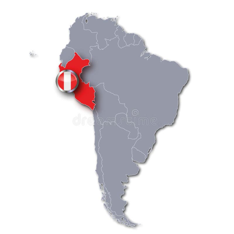 De Kaart Van Zuid-Amerika Met Peru Stock Illustratie - Illustration of ...