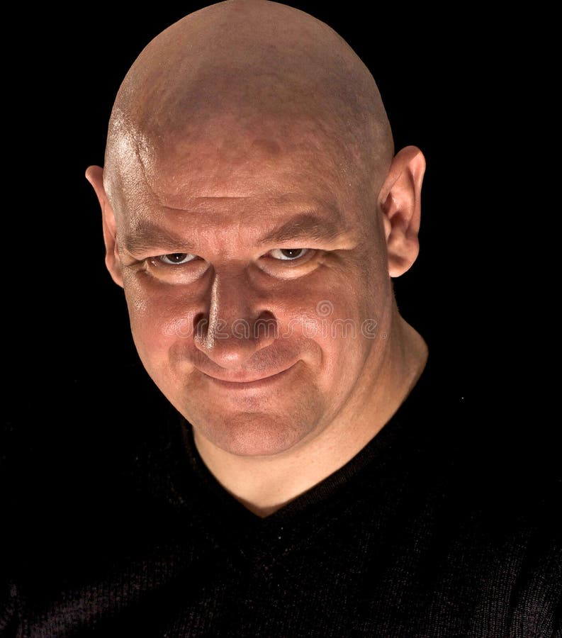 De kale geleide man stock foto. Image of boos, nerd, volwassen - 20261078