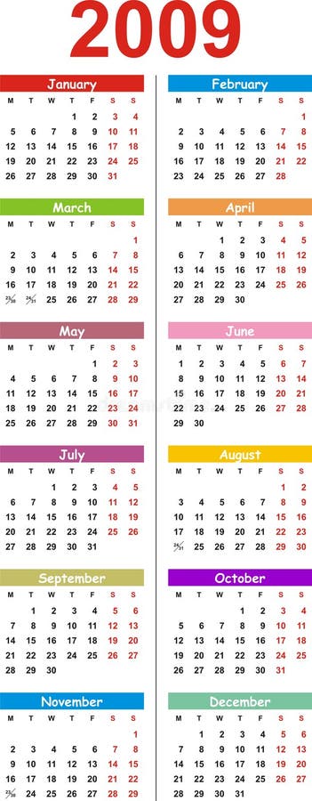 De kalender van 2009 vector illustratie. Illustration of oktober - 7062156