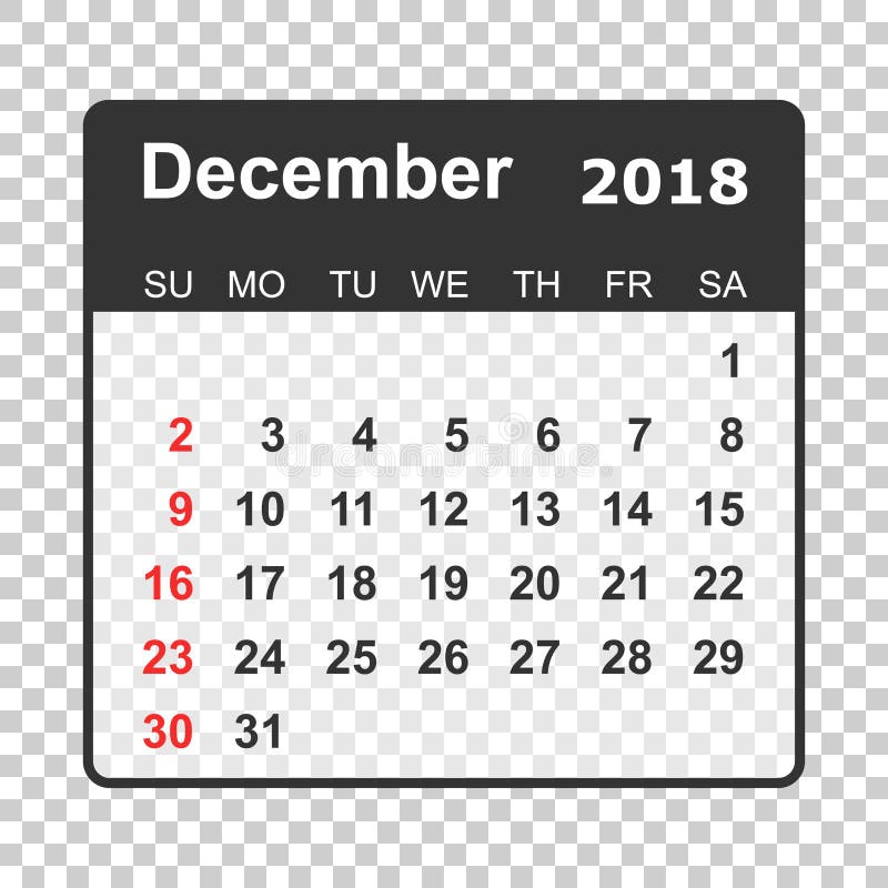 De Kalender Van December 2018 Het Ontwerpmalplaatje Van De ...