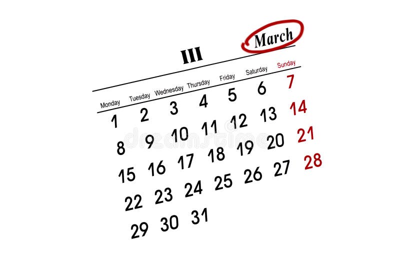 De kalender van MAART stock afbeelding. Image of plan - 4545769