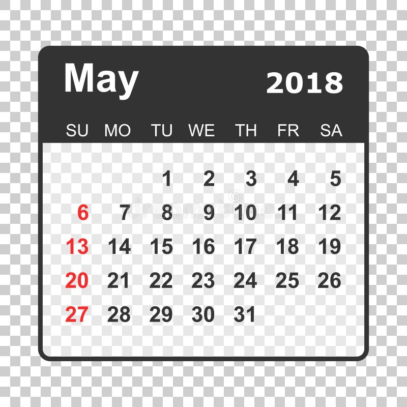 De Kalender Van Mei 2018 Het Ontwerpmalplaatje Van De Kalenderontwerper ...