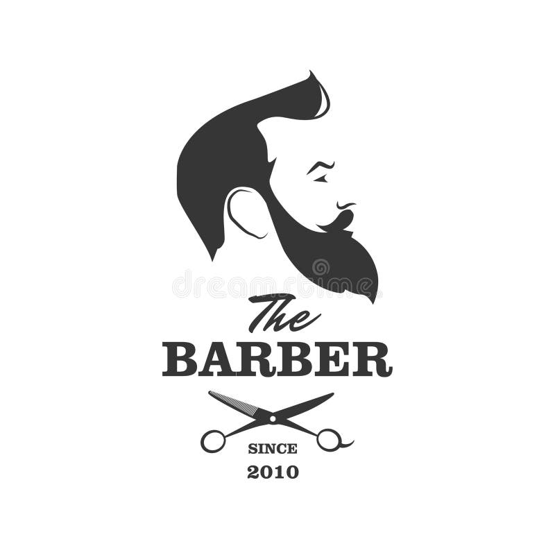 De Barbier. Knappe Man Met Baard En Snor. Schaar. Barbier. Vector ...