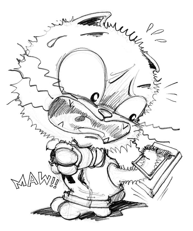 De Kattenstaart Heeft Ongeval is Een Gevangen Muizeval Stock ...