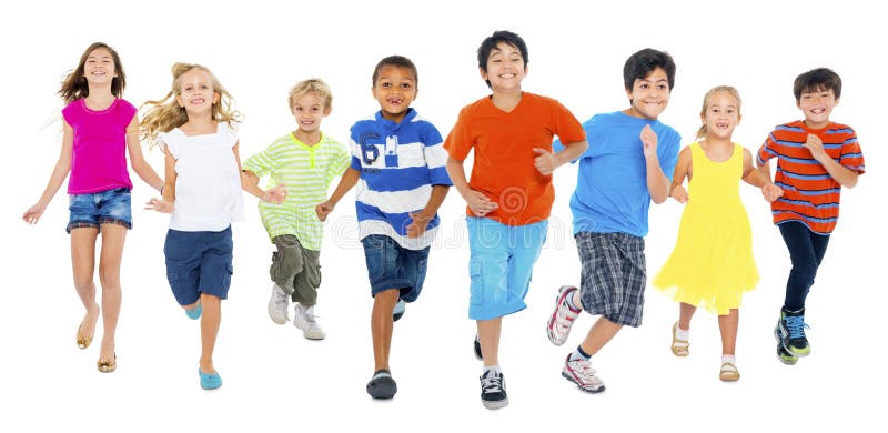 De Kinderen Lopen Samen En Spelen Stock Afbeelding - Image of jongens ...