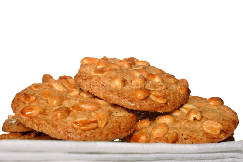 Pindakoekjes Op Een Homespun Doek Met Pinda En Koekjes Geen Toegevoegd ...
