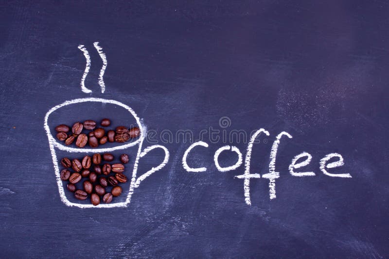 De Koffiekop Van De Krijttekening Stock Foto - Image of schets, boon ...