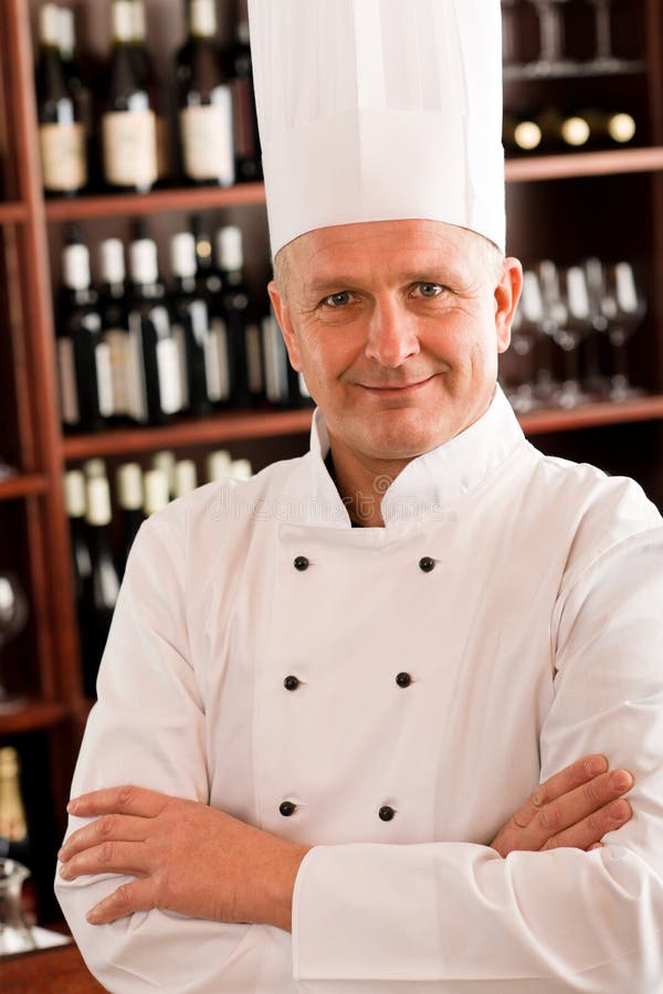 De Kok Zeker Professioneel Stellend Restaurant Van De Chef-kok Stock ...