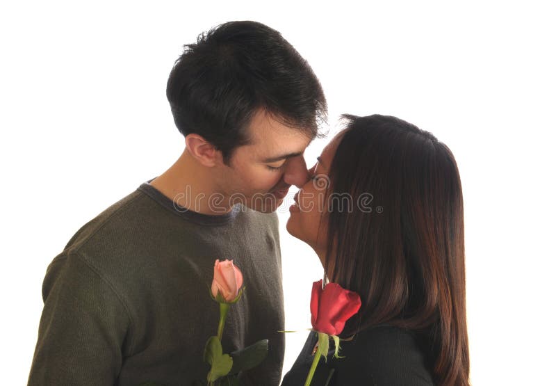 De kus stock foto. Image of rozen, gelukkig, huwelijk - 4129846