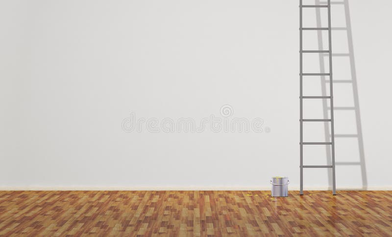 De Ladder En De Verf Kunnen Stock Illustratie - Illustration of ...