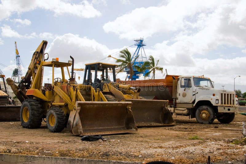 Bouwladers stock afbeelding. Image of rupsband, diesel - 2854735