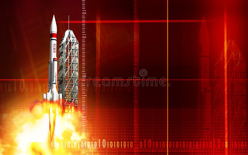 De Lancering Van De Raket Van Platform Stock Illustratie - Illustration ...