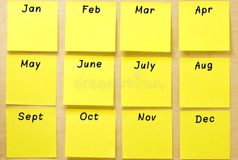 Lege Kalender Collectie Gele Post-its Stock Afbeelding - Image of ...