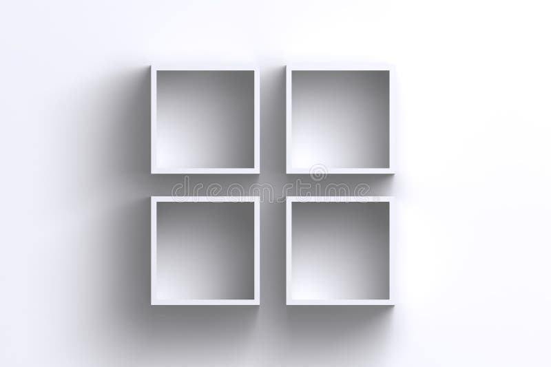 De Lege Witte Vierkante Dozen Van De Kaderplank Op Blinde Muur Stock ...