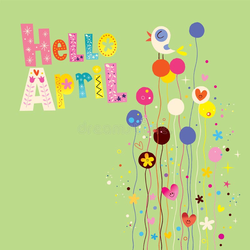 De Lentekaart Van Hello April Vector Illustratie - Illustration of ...