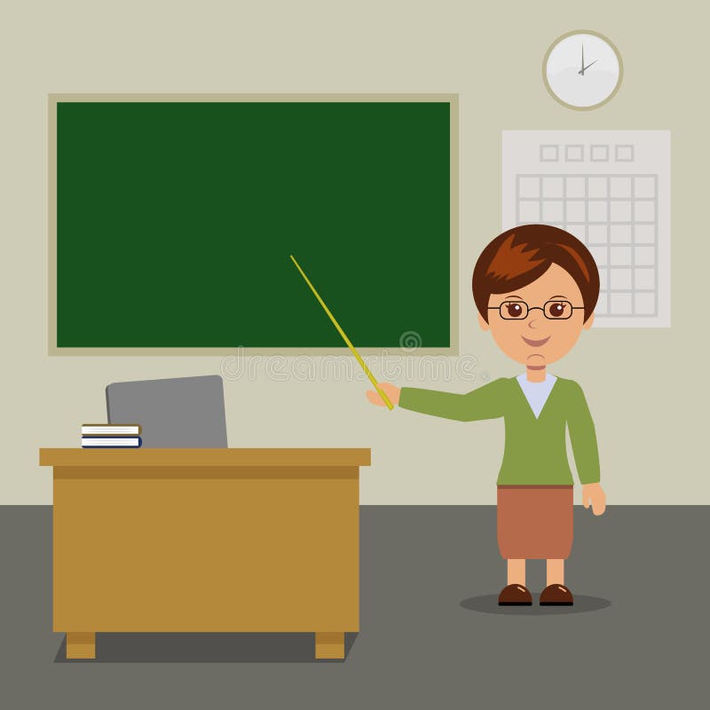 De Leraar Bevindt Zich Bij Het Bord in Klasse Vector Illustratie ...