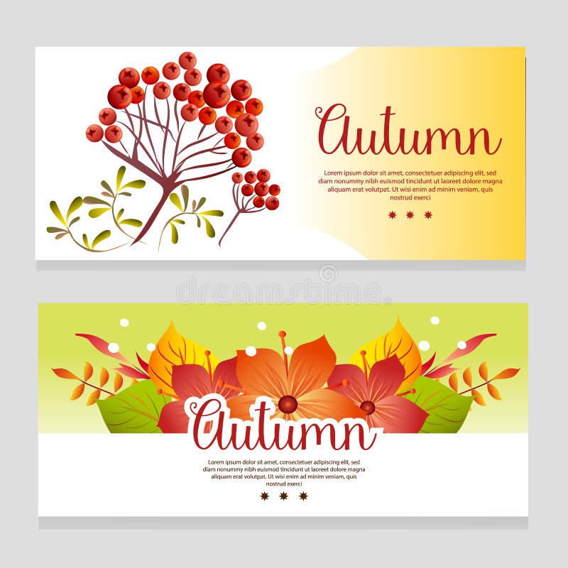 De Leuke Banner Van Het De Herfstthema Met Dalingsinstallatie Vector ...