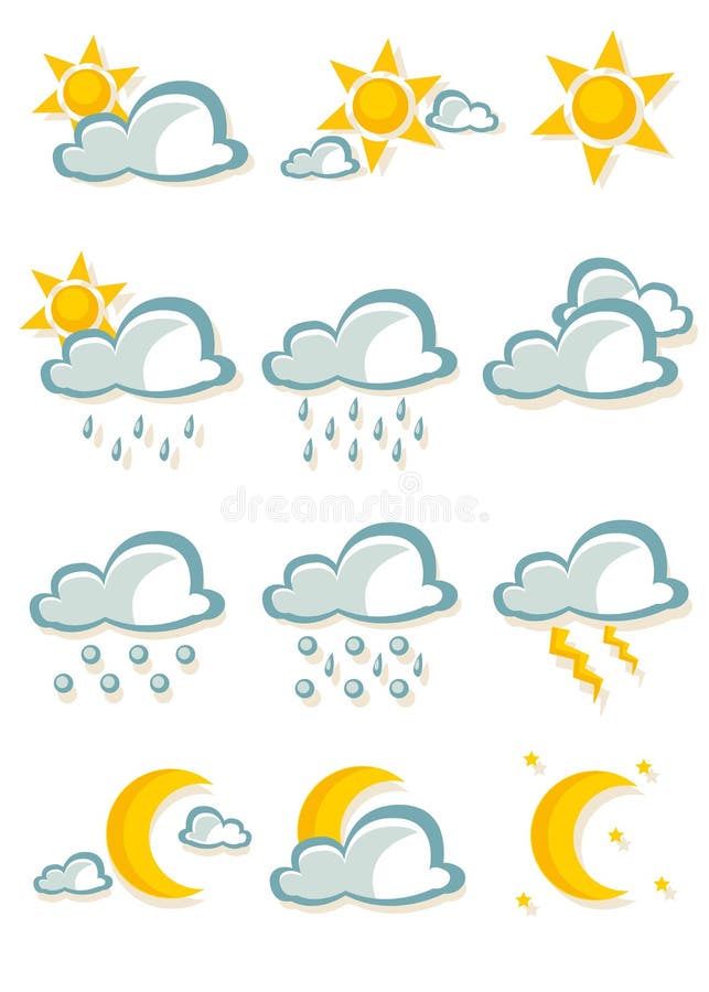 De Leuke Pictogrammen Van Het Beeldverhaalweer Vector Illustratie ...