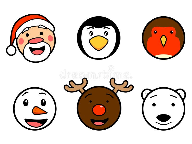 De Leuke Pictogrammen Van Het Kerstmisgezicht Vector Illustratie ...