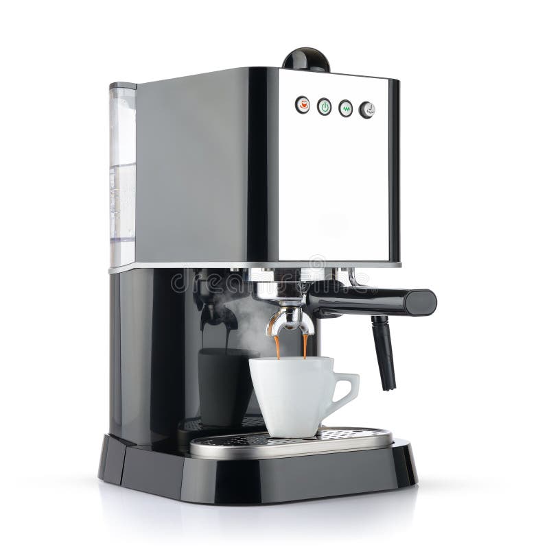 Koffiemachine Met Een Witte Kop Stock Afbeelding - Image of drank, heet ...