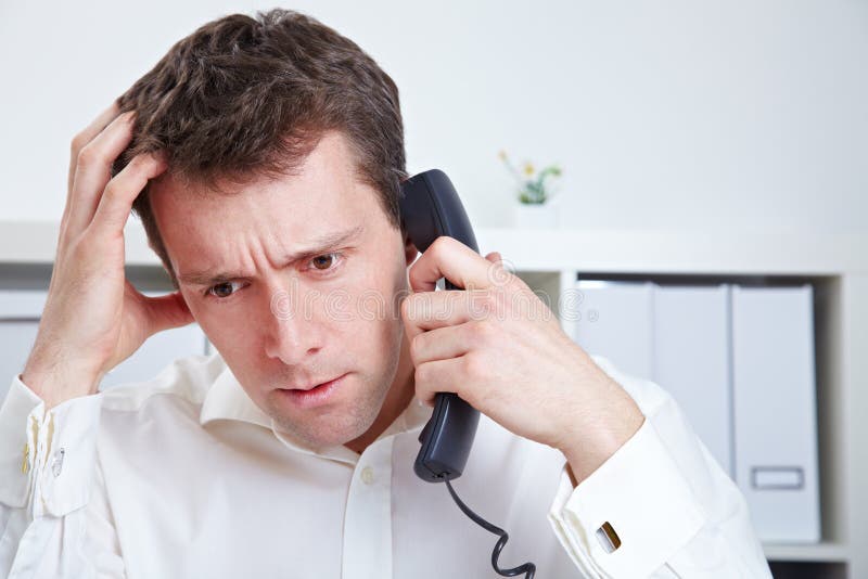 De Manager Van De Ontevredenheid Op De Telefoon Stock Foto - Image of ...