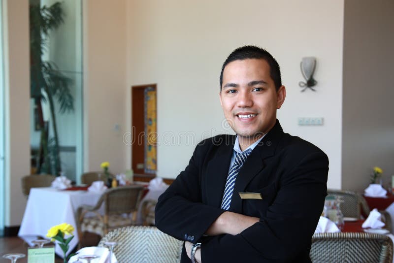 De Manager Van Het Restaurant Op Het Werk Stock Afbeelding - Image of ...