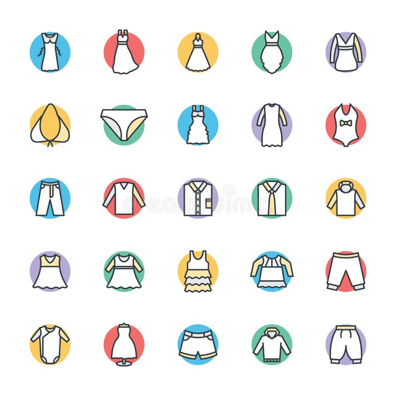 De Manier En De Kleren Koelen Vectorpictogrammen 9 Stock Illustratie ...